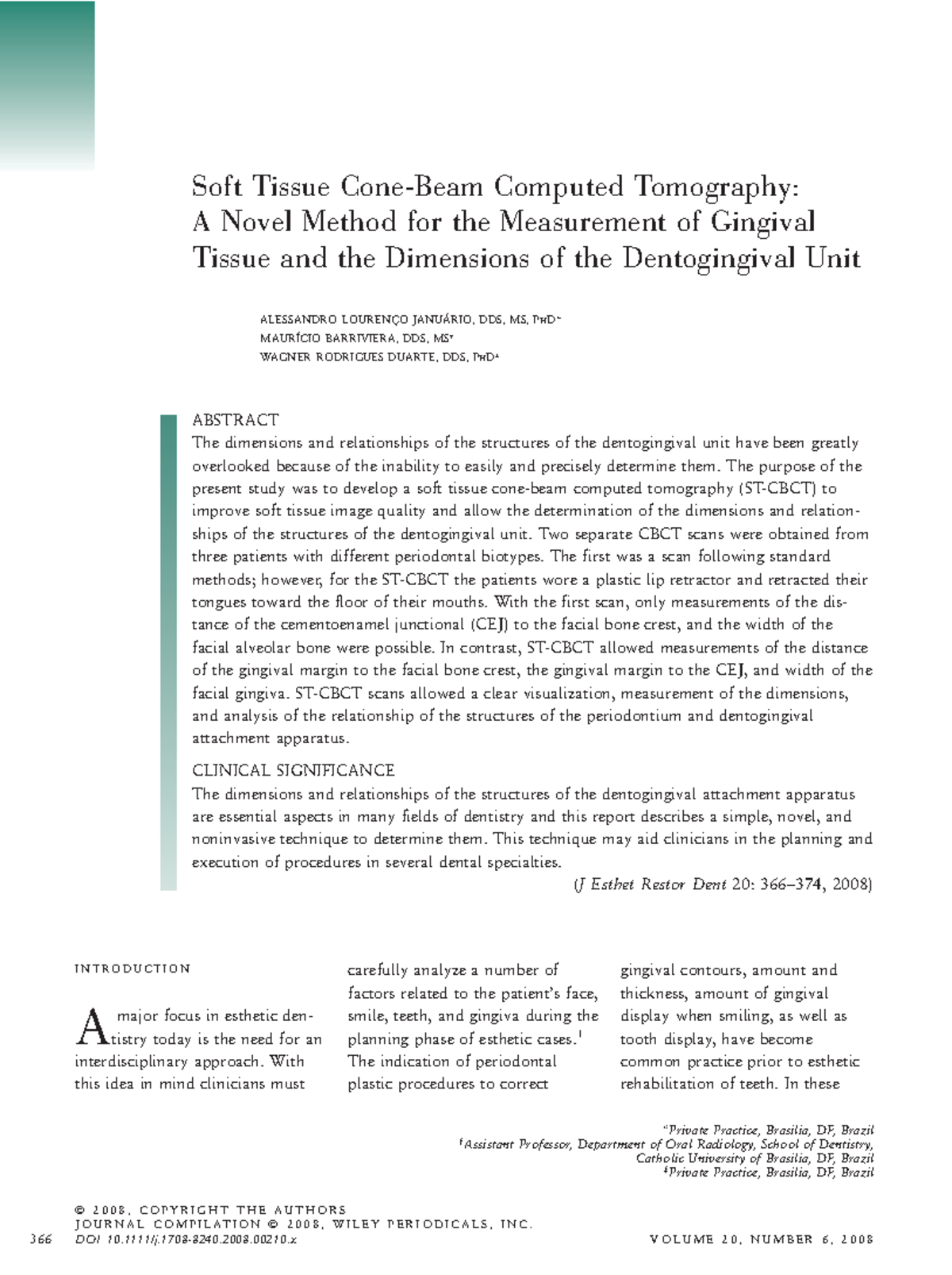 Paper 2 - Soft Tissue Cone-Beam Computed Tomography: A Novel Method for ...