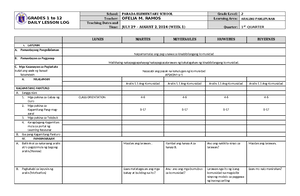 DLL Filipino 2 Q1 W1 - dll - GRADES 1 to 12 DAILY LESSON LOG School: PARADA ELEMENTARY SCHOOL ...