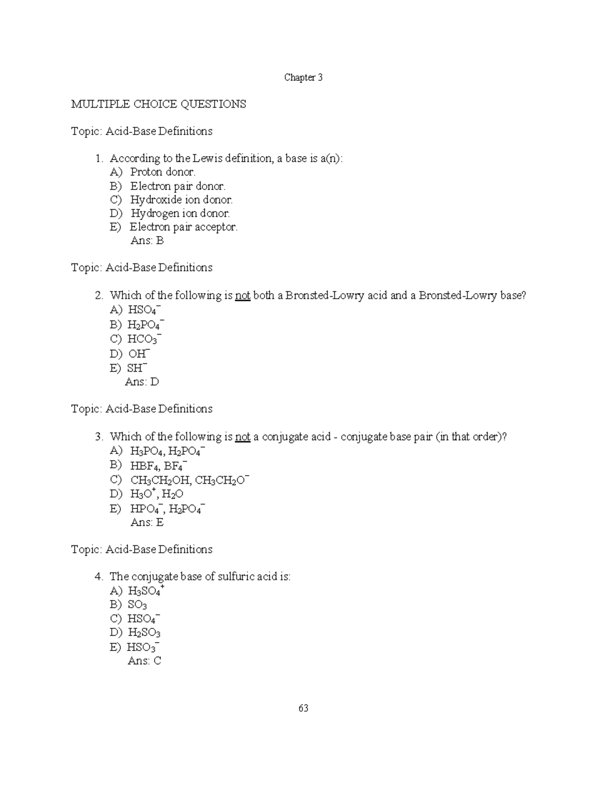 Ch03 - homework - MULTIPLE CHOICE QUESTIONS Topic: Acid-Base ...