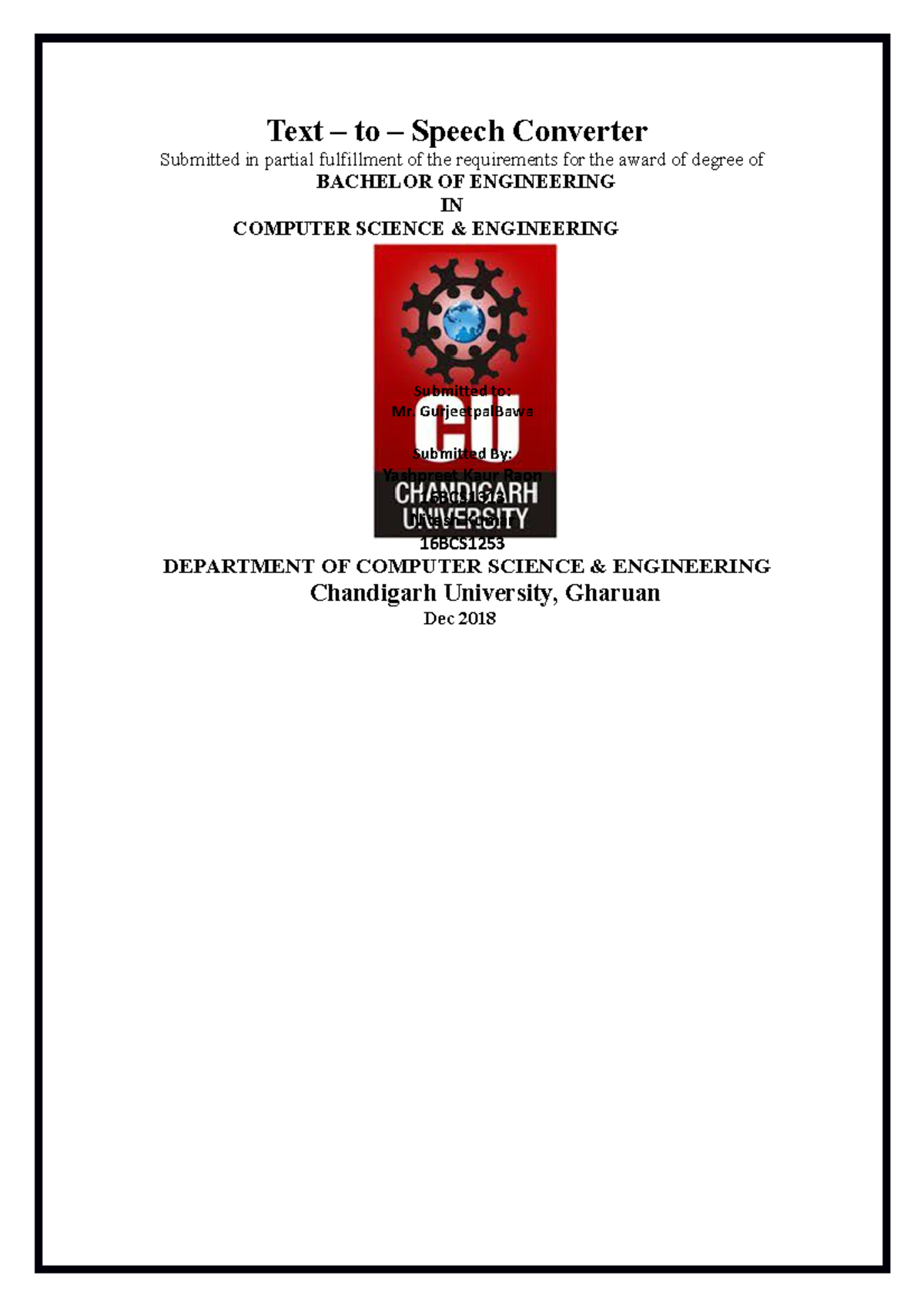 416682273-Project-Report - Text – to – Speech Converter Submitted in ...