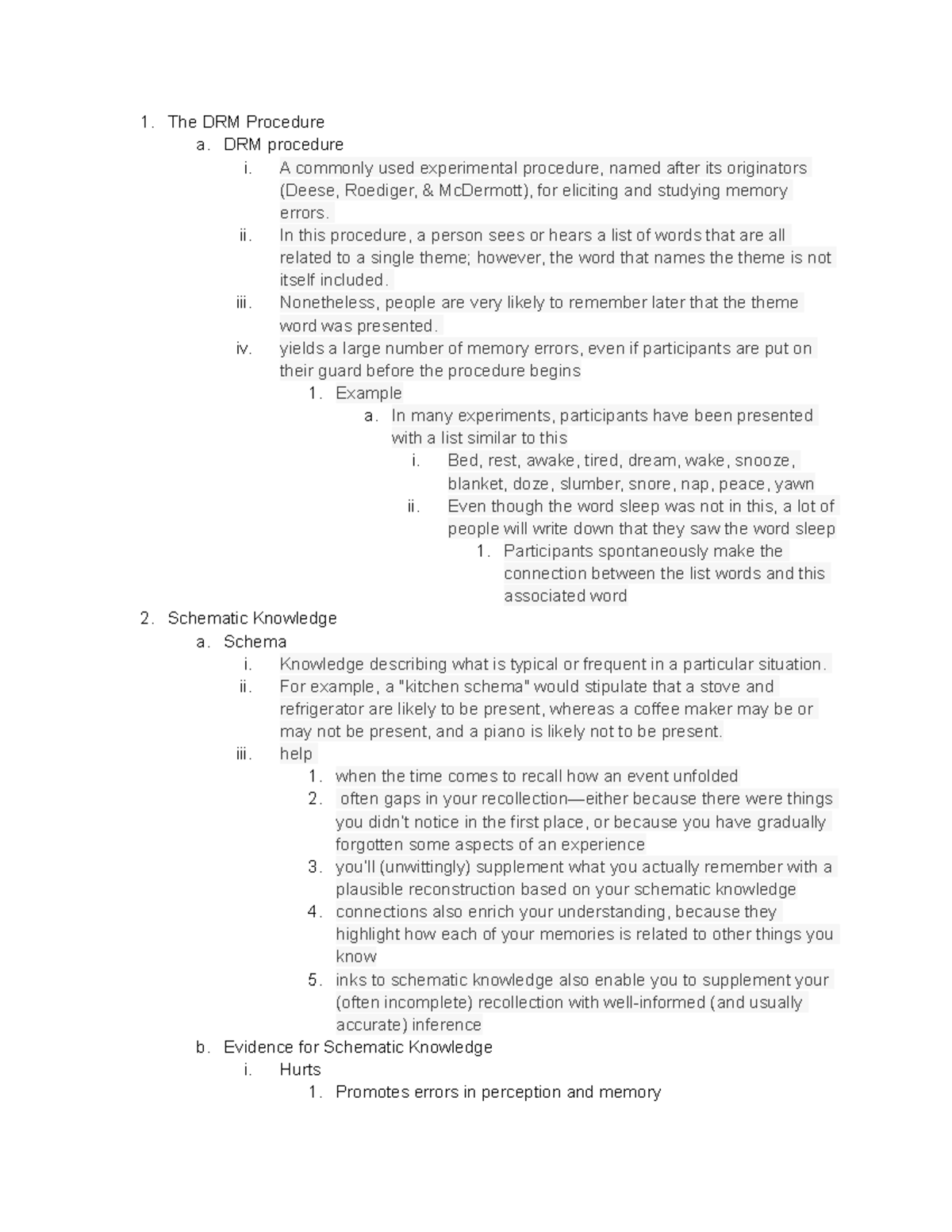 Chapter 8 Memory Errors Continued - 1. The DRM Procedure a. DRM ...