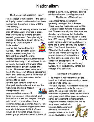 1a. Teacher Guided Notes What is nationalism What impact can it have ...