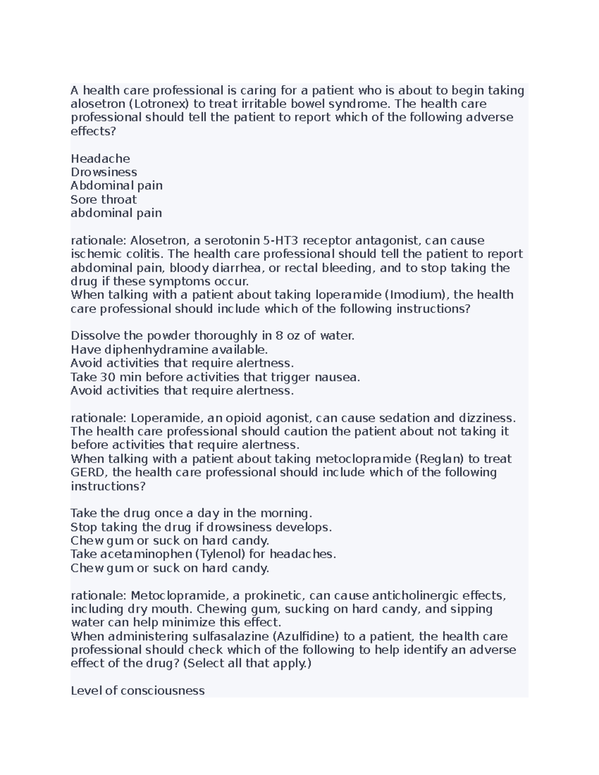 Gi pharm - nursing - A health care professional is caring for a patient ...