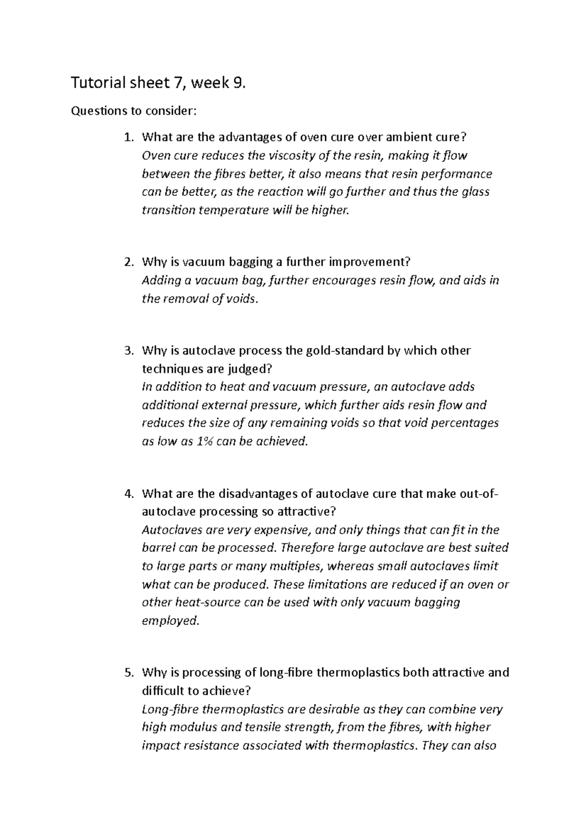 Tutorial sheet 7, 2021 - Solutions - Tutorial sheet 7, week 9 ...