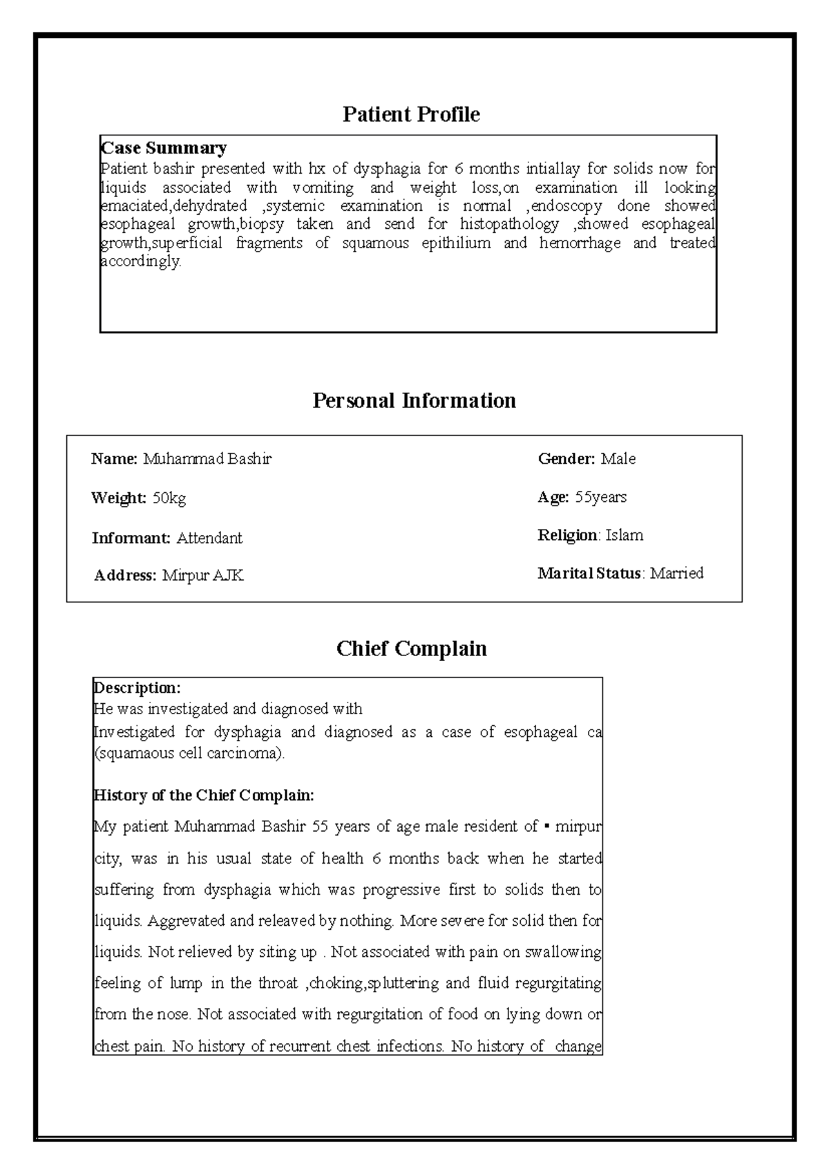 Patient Profile-1 hemorrhagic CVA-4567 - Patient Profile Case Summary ...