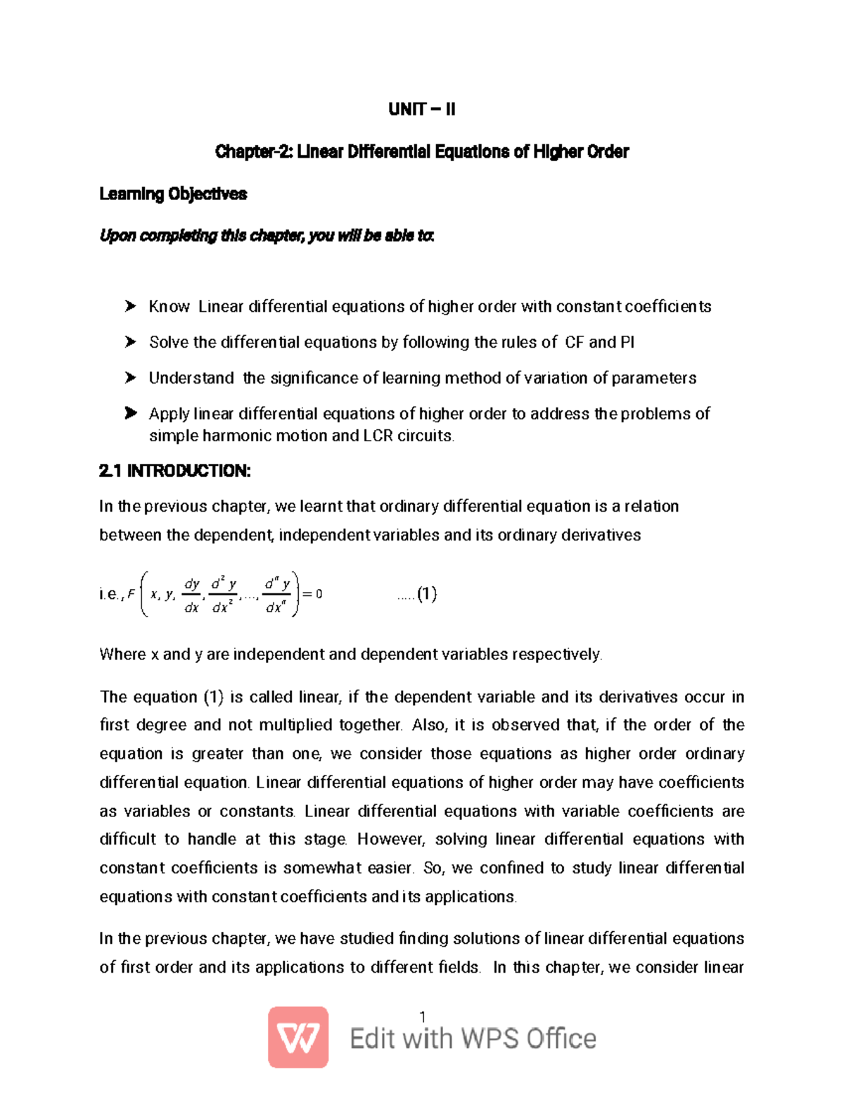 Chapter 2 06 07 2017 - Maths - UNIT – II Chapter-2: Linear Differential ...