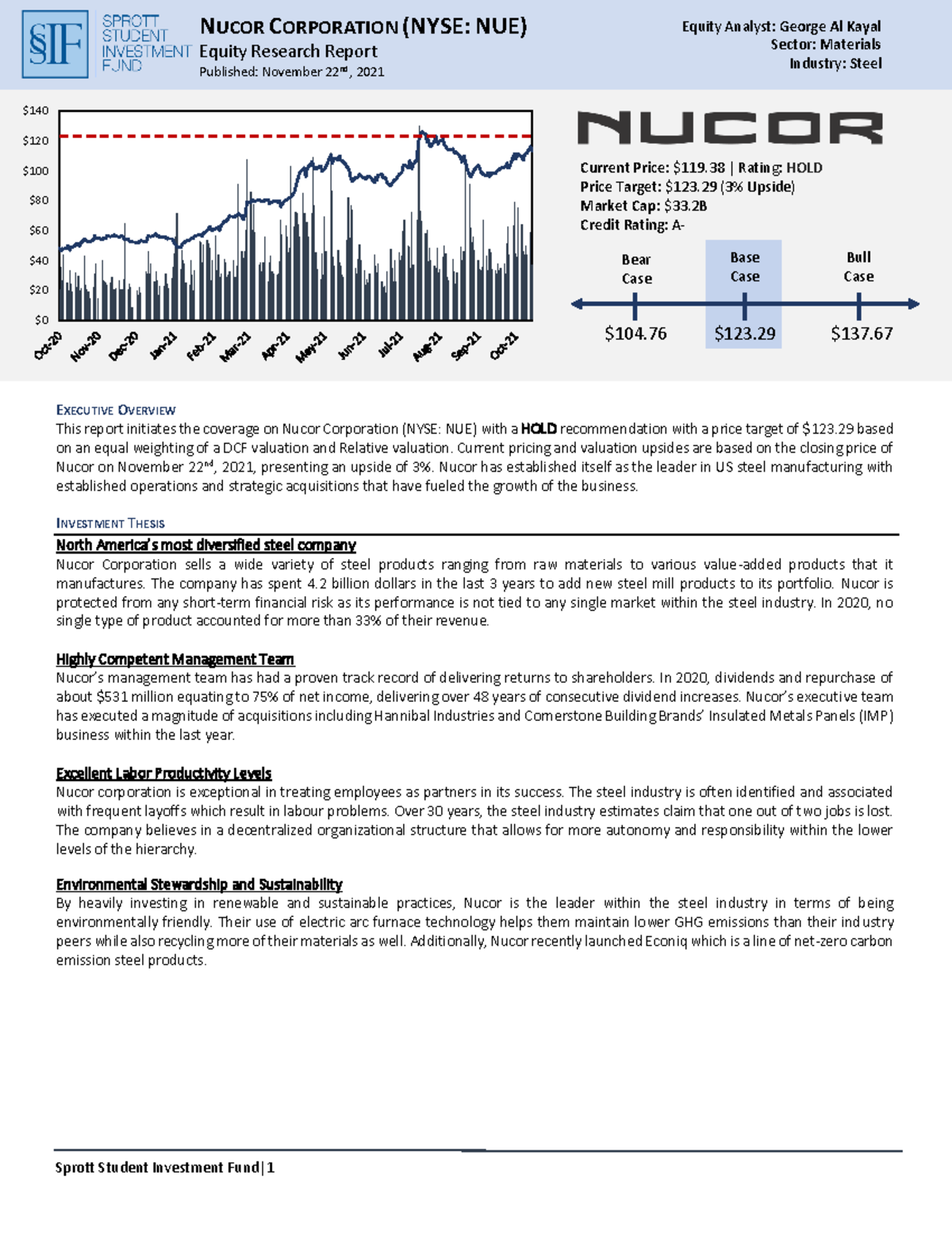 SSIF-Nucor-Report - n/a - EXECUTIVE OVERVIEW This report initiates the ...