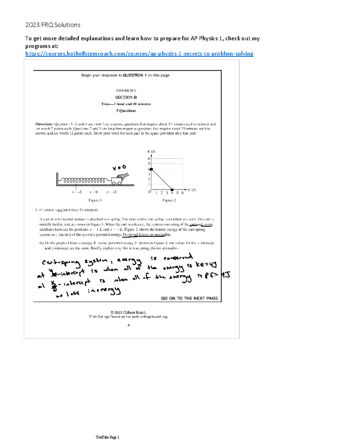 AP Physics 1 2023 Solutions - To get more detailed explanations and ...
