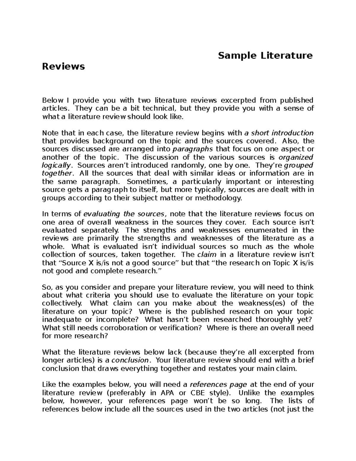 Literature-Review-Templates-10-21-26 - Sample Literature Reviews Below ...