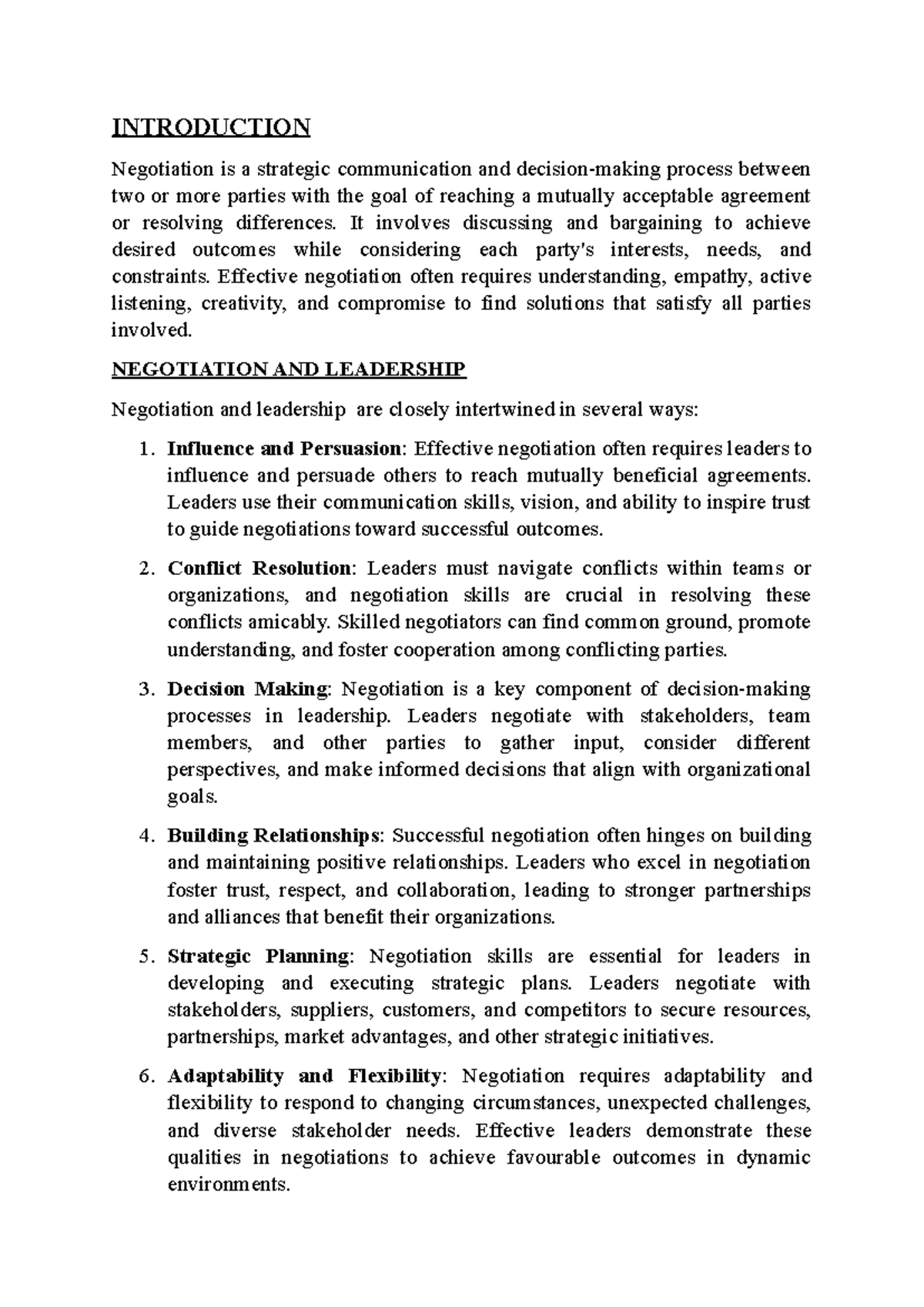 Negotiation - INTRODUCTION Negotiation is a strategic communication and ...