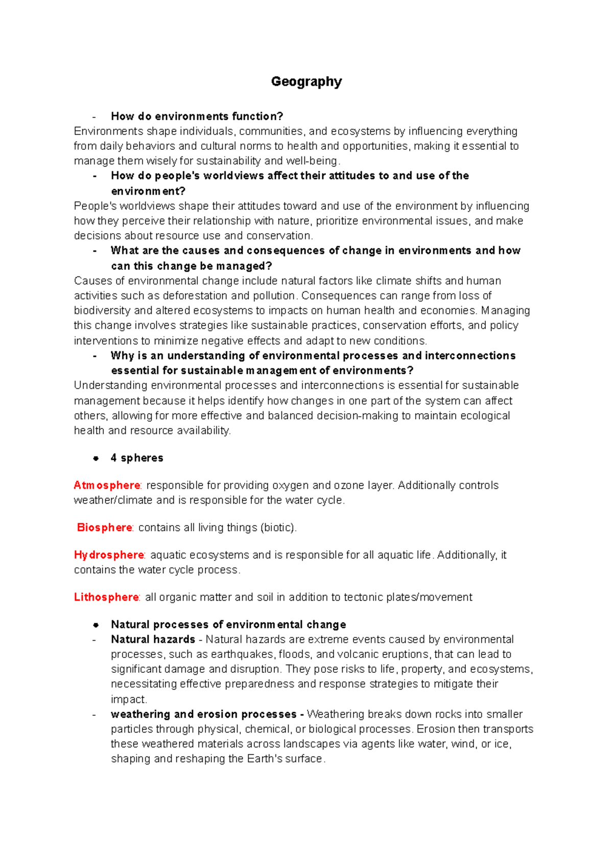 Geography revision - x:Lbmzlkvbnfknv - Geography How do environments ...