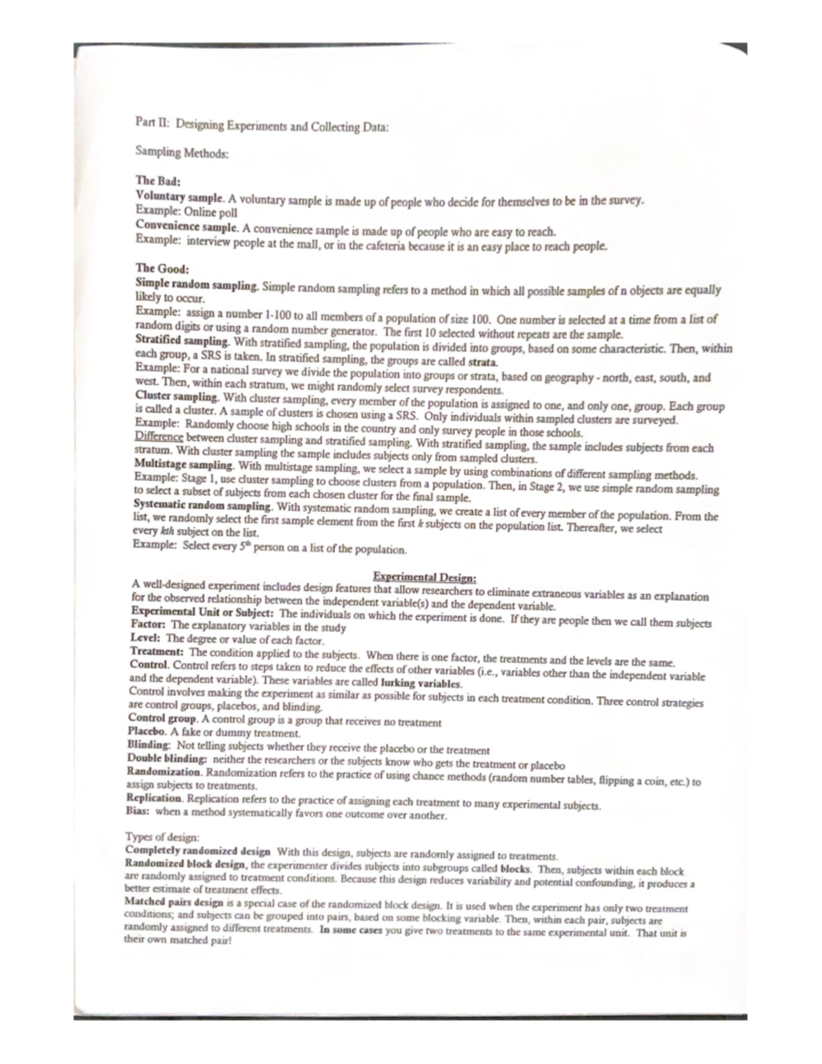 Designing Experiments and Collecting Data - Studocu