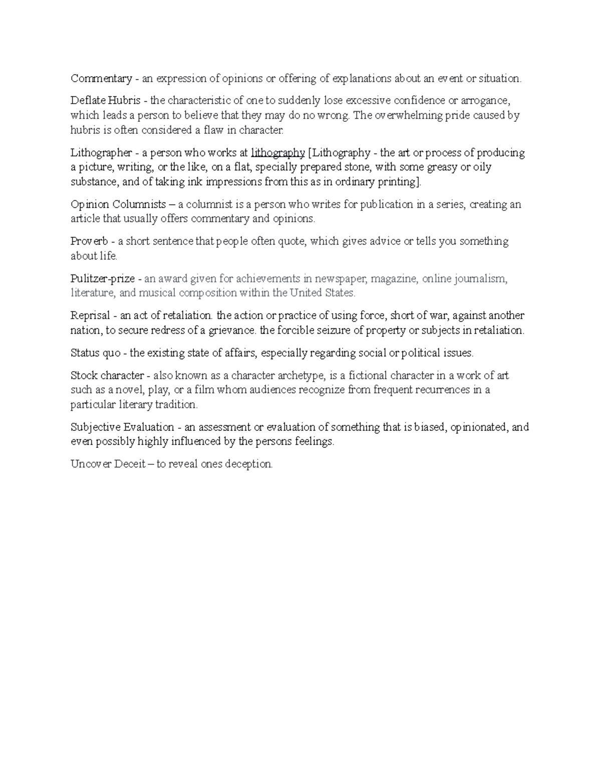 Dot - Definitions of terms - Commentary - an expression of opinions or ...