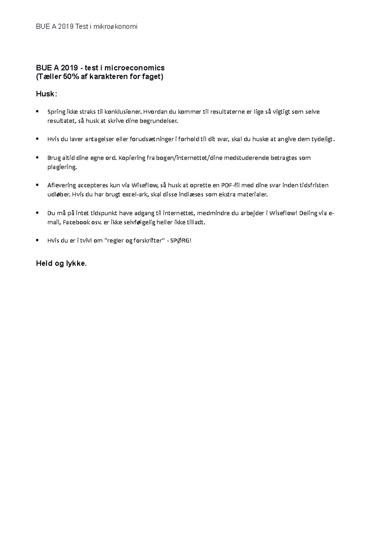 BUE mikro test 2019 Losning - BUE A 2019 - test i microeconomics ...