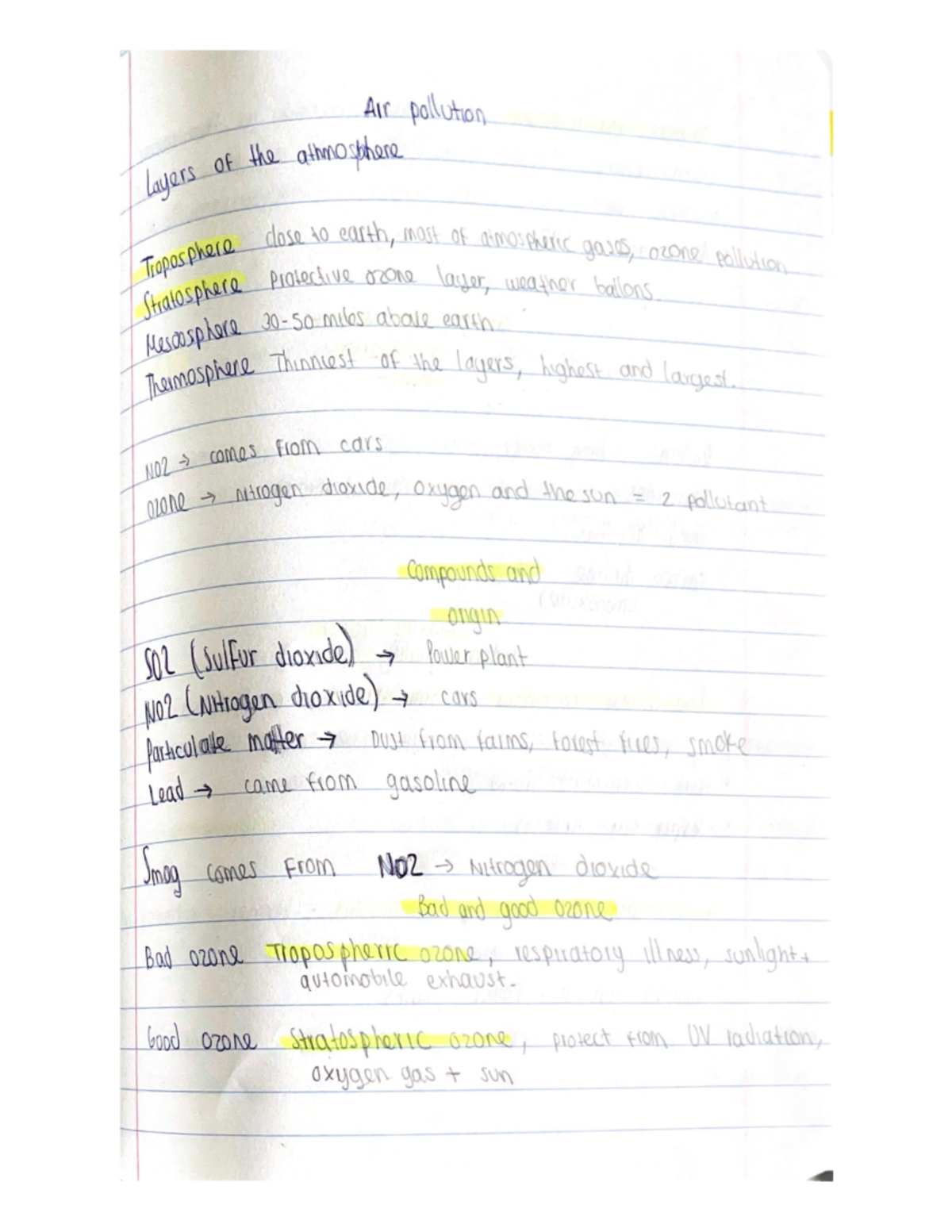 Air Pollution Unit - Notes from the unit. - EVR1001 - MDC - Studocu