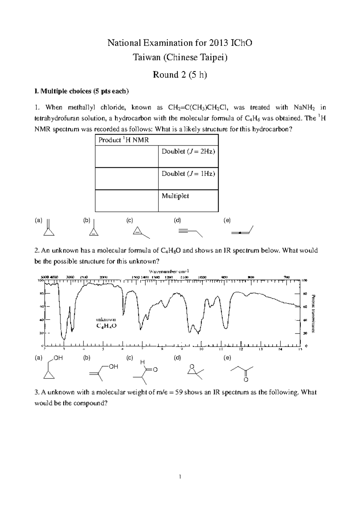 Exam 2013, questions and answers - National Examination for 2013 IChO ...