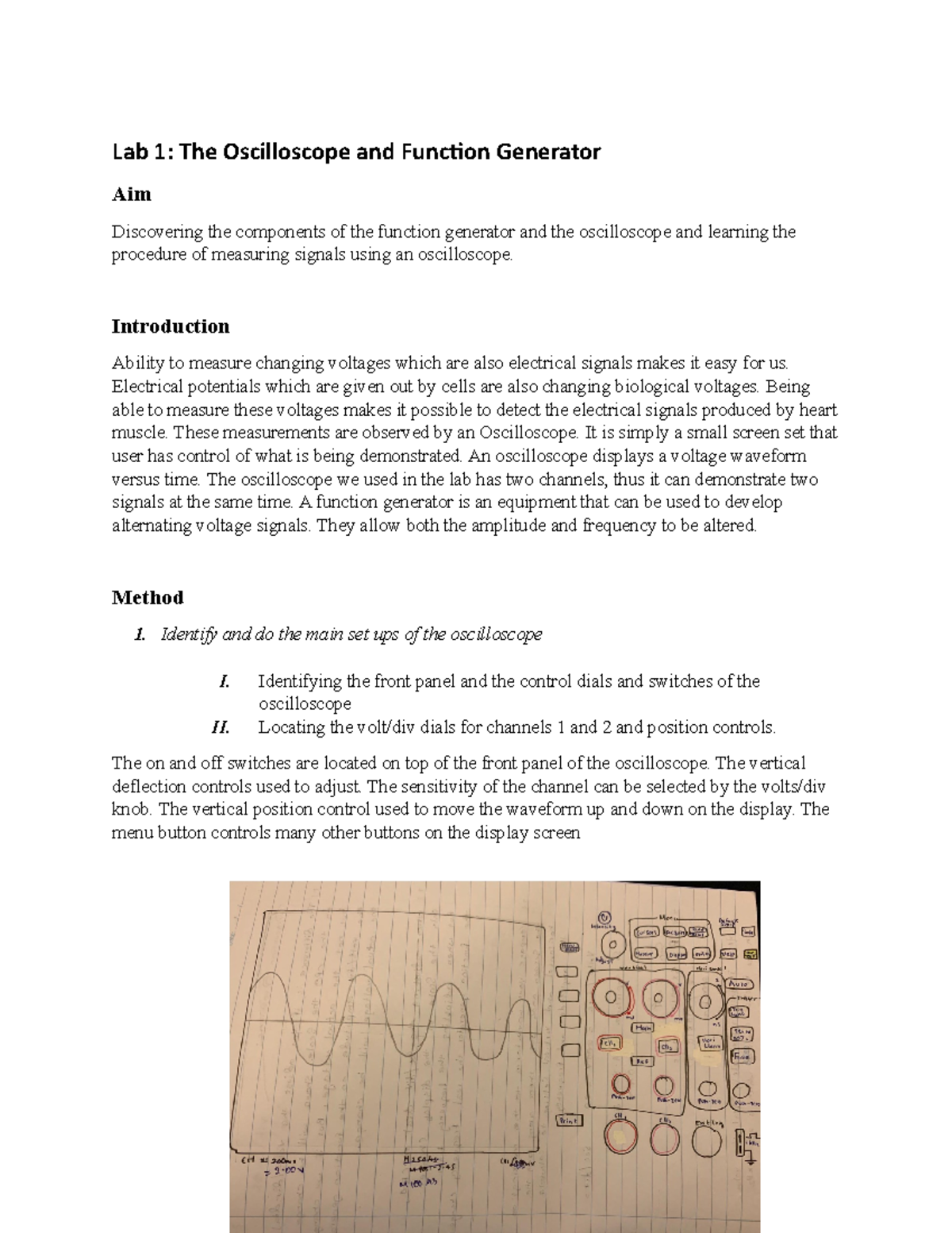 medical imaging lab 1 - Lab 1: The Oscilloscope and Function Generator ...