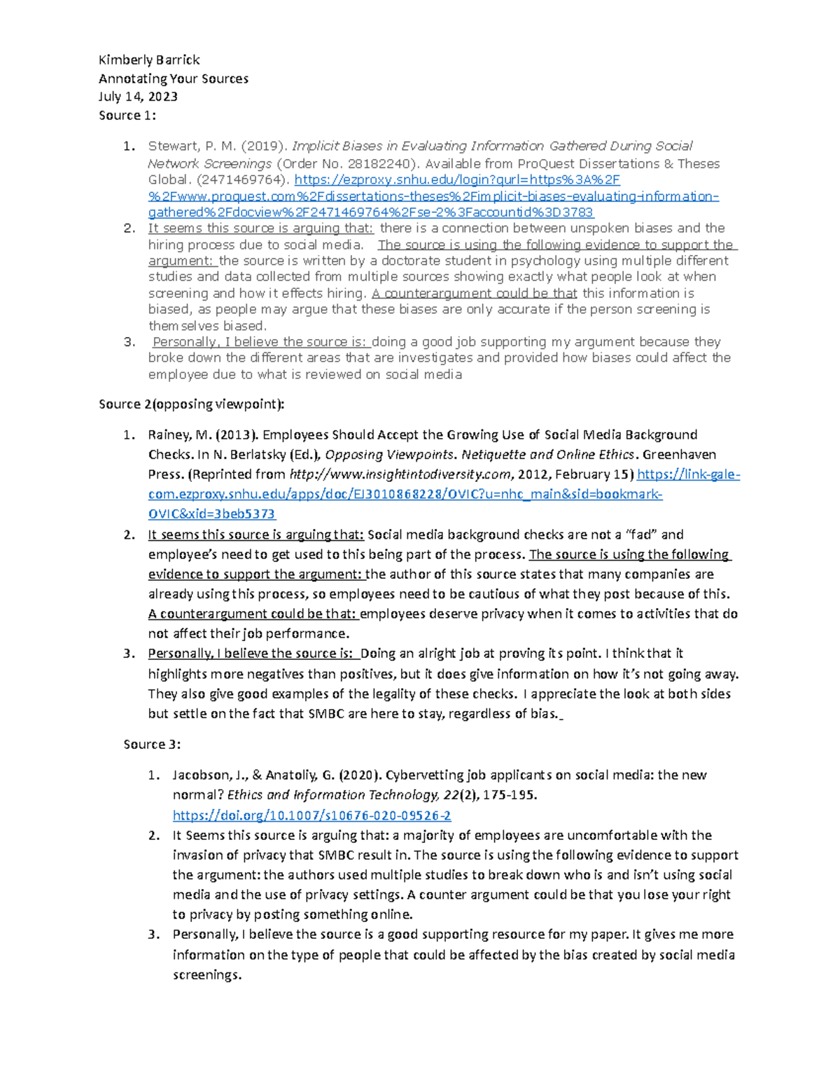 Annotating Your Sources - Kimberly Barrick Annotating Your Sources July ...