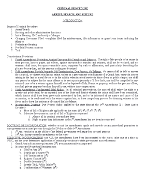 Crim Pro Outline - Sources of Criminal Procedure Why did the federal ...