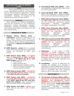 NSTP Reviewer - pEACE education - NSTP2 Finals PEACE EDUCATION What is ...