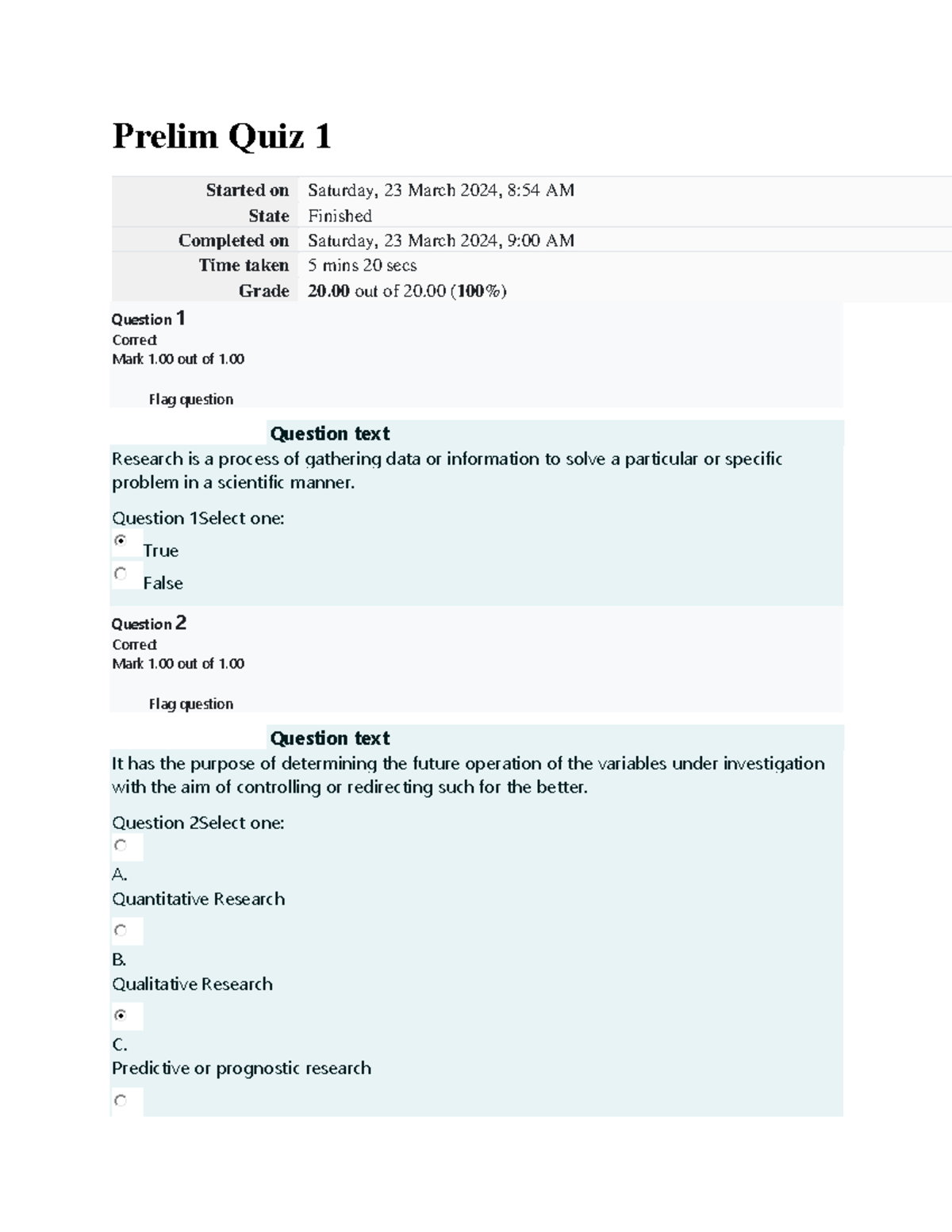 Accountancy Research-Prelim Quiz 1 - Prelim Quiz 1 Started on Saturday ...
