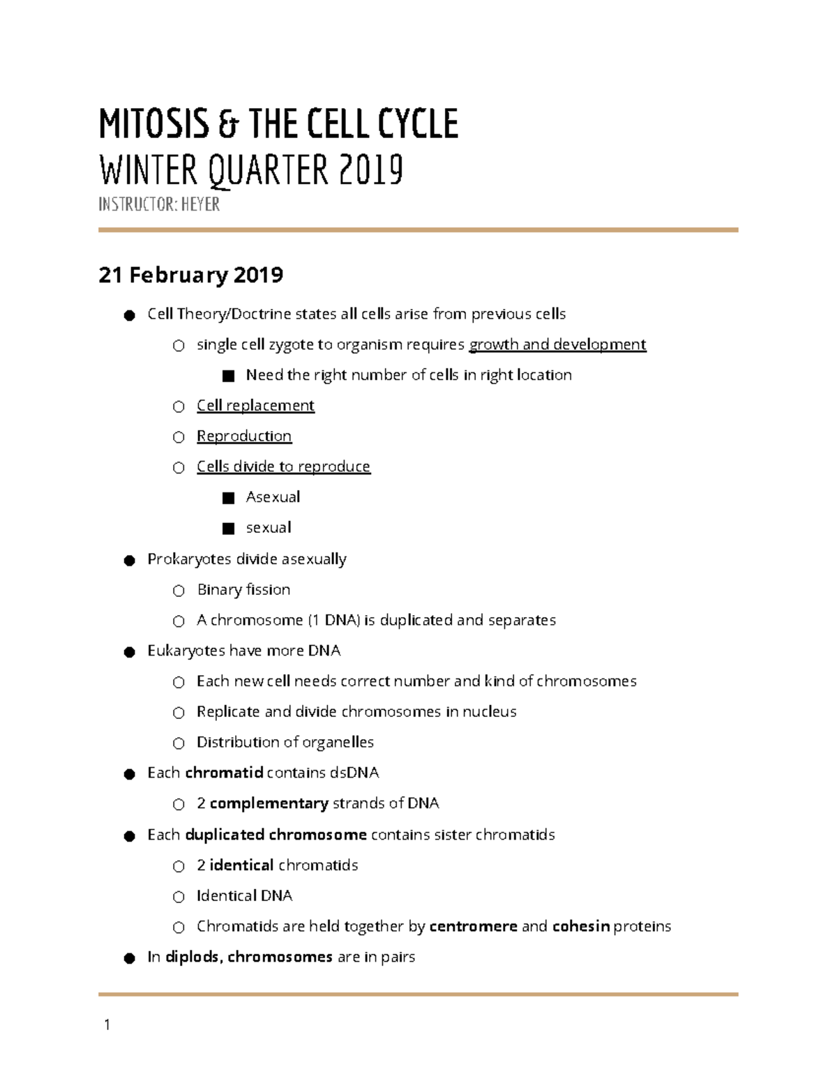 BIO6B Mitosis Notes - MITOSIS & THE CELL CYCLE WINTER QUARTER 2019 ...