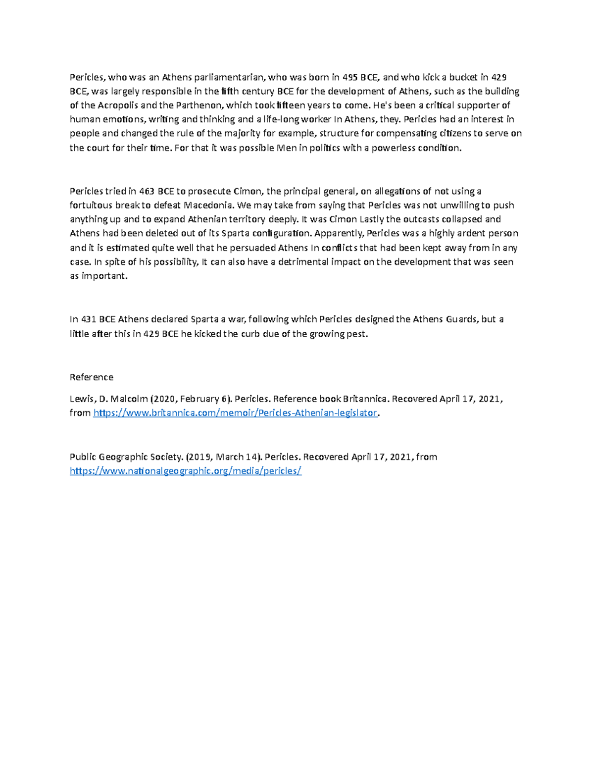 Dis unit 2 greek - Pericles, who was an Athens parliamentarian, who was ...