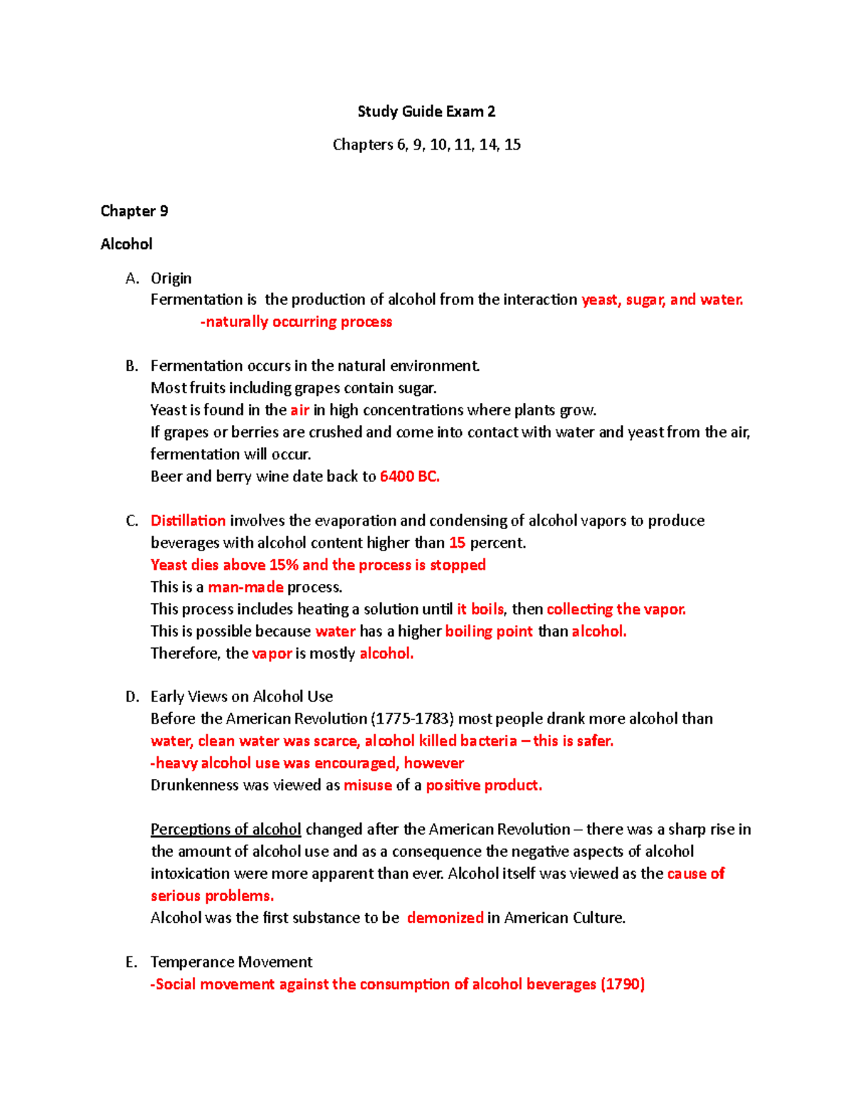 Chapter 9 - Alcohol - Lecture notes 9 - Study Guide Exam 2 Chapters 6 ...