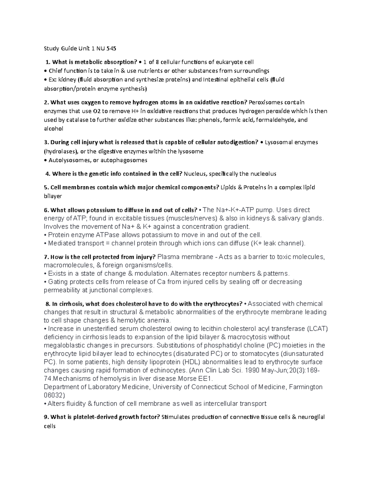 Study Guide Unit 1 NU 545 - Study Guide Unit 1 NU 545 What is metabolic absorption? • 1 of 8 ...