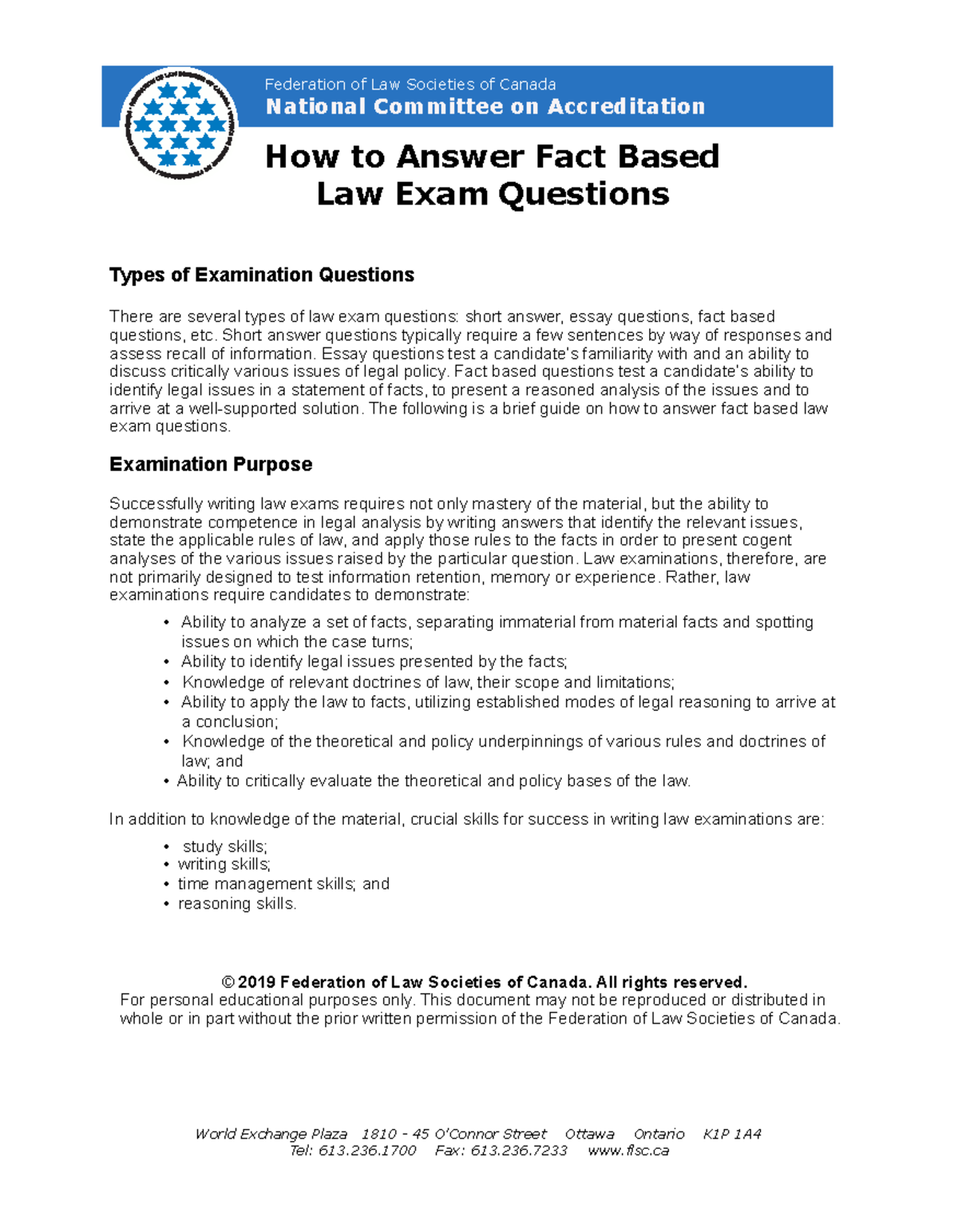 How to Answer Fact Based Law Exam Questions - National Committee on ...