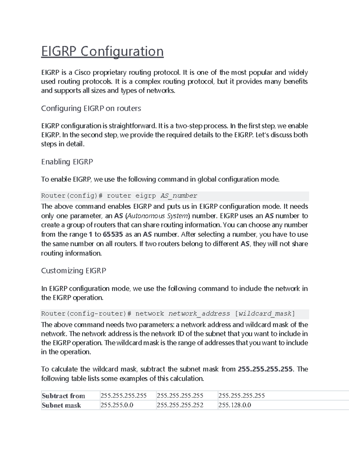 Eigrp-LAB - Configurations of Routers - EIGRP Configuration EIGRP is a ...