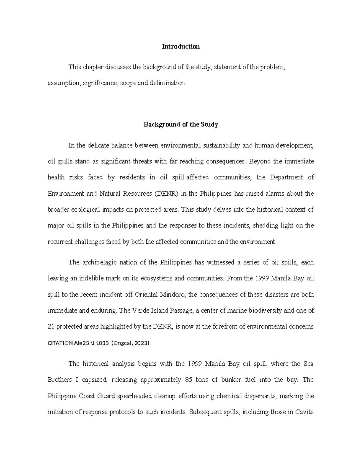 Sample Details in academic field of study - Introduction This chapter ...