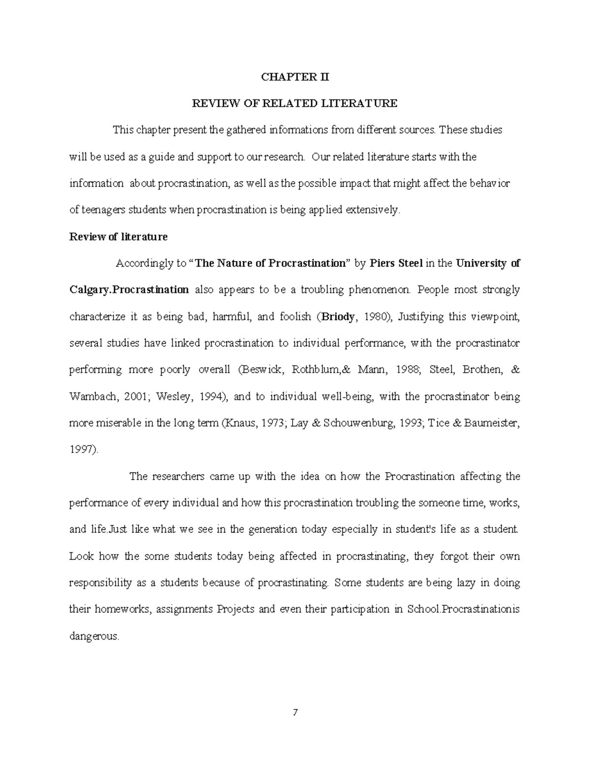 Chapter 2 Procrastination - CHAPTER II REVIEW OF RELATED LITERATURE ...