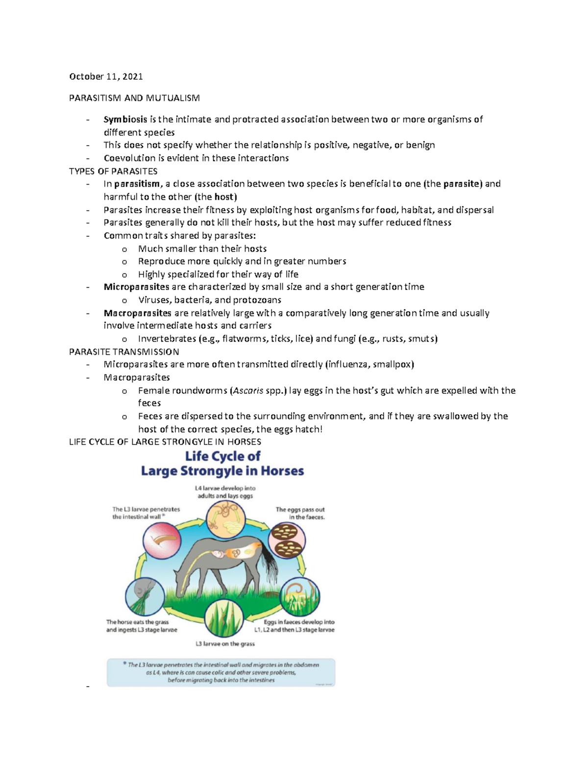 October 11 - parasitism and mutualism, types of parasites, parasite ...