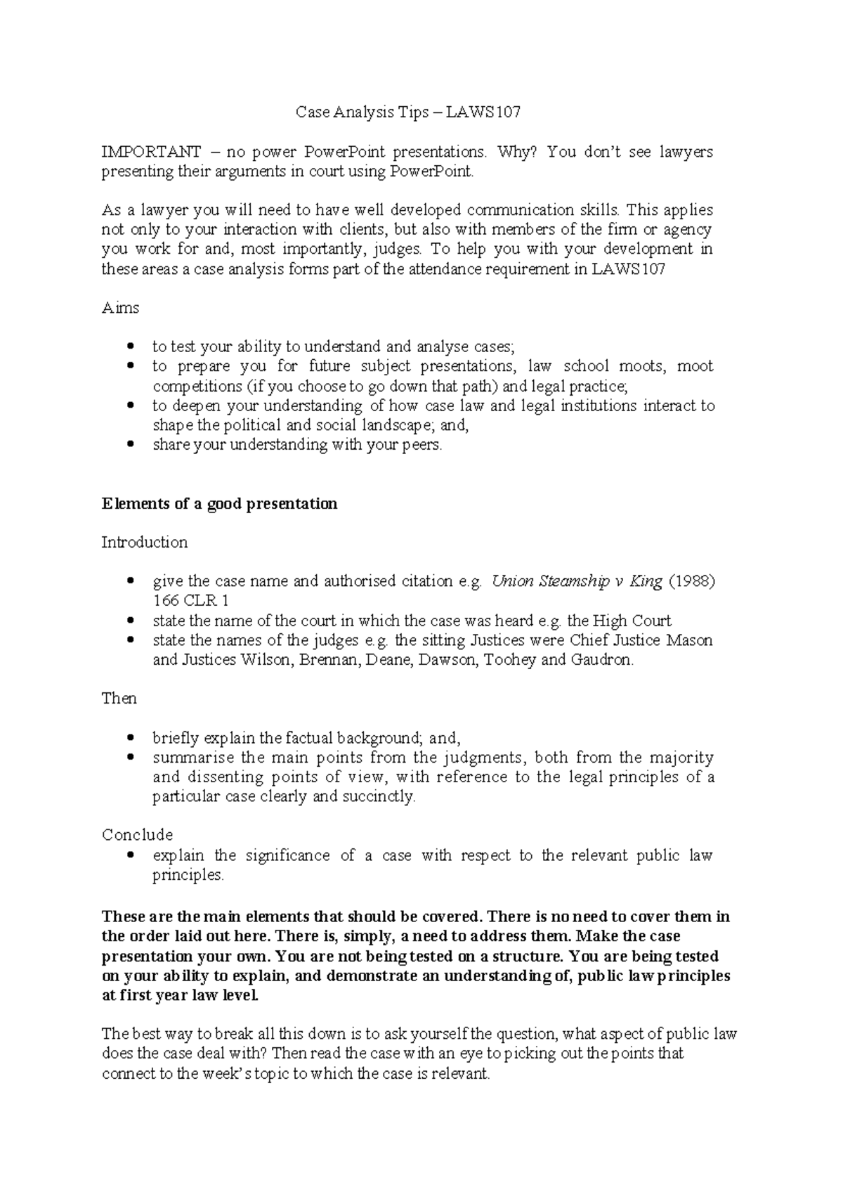 Case Analysis Tips for LAWS Course: Essential Presentation Guidelines ...