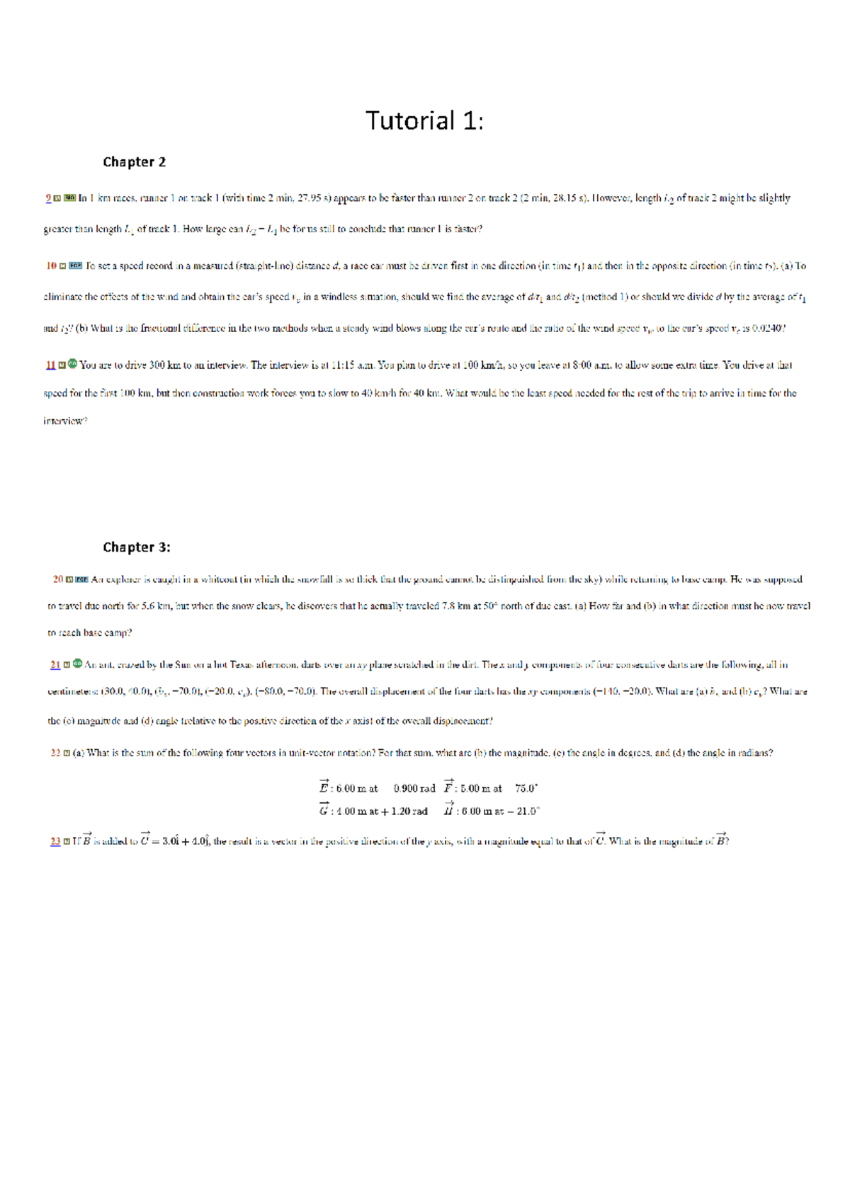 Tutorial 1 - NPHY111 - Tutorial 1: Chapter 2 Chapter 3: - Studocu