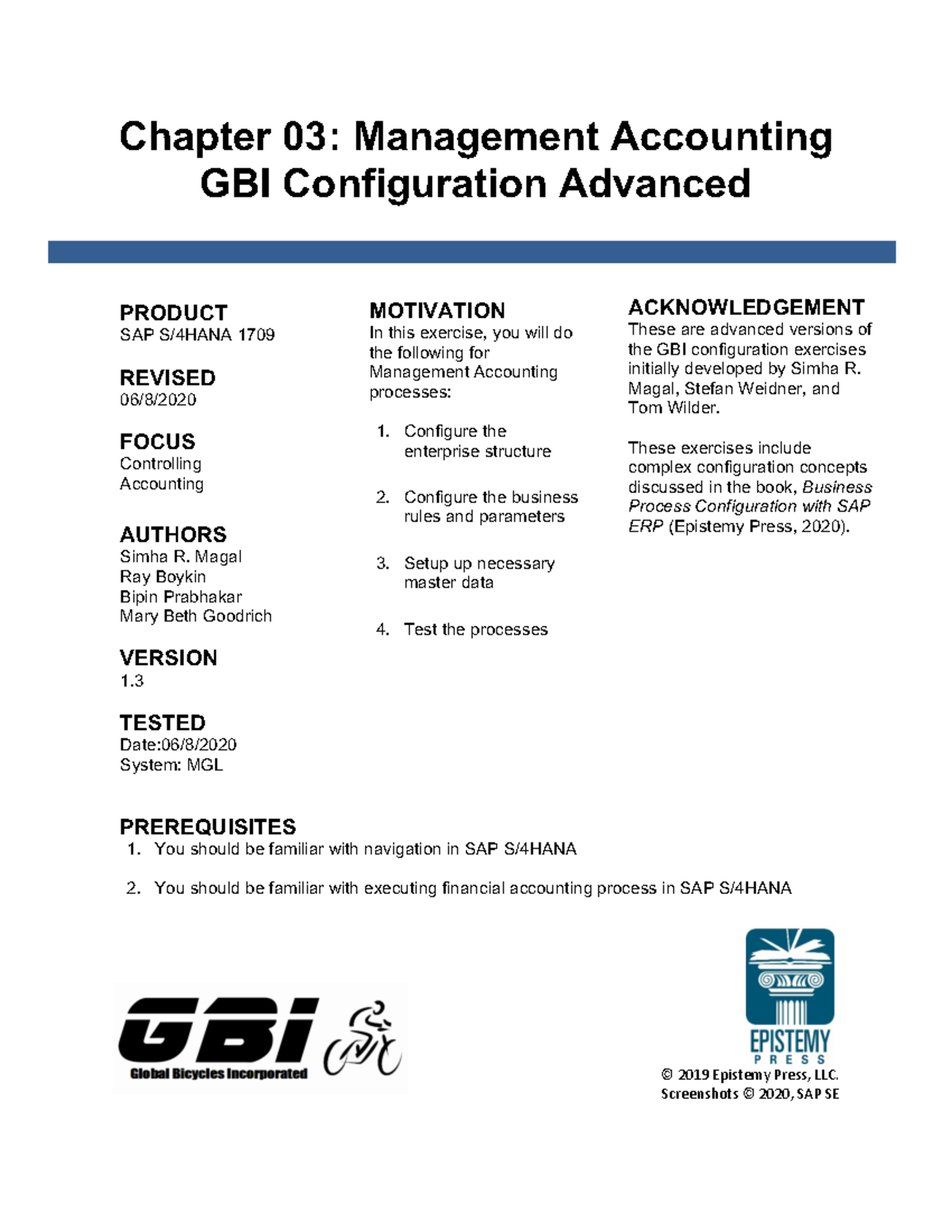Config Case 2 BPC S4H Mgt Acctg Team 3 - Chapter 03: Management Accounting GBI Configuration ...