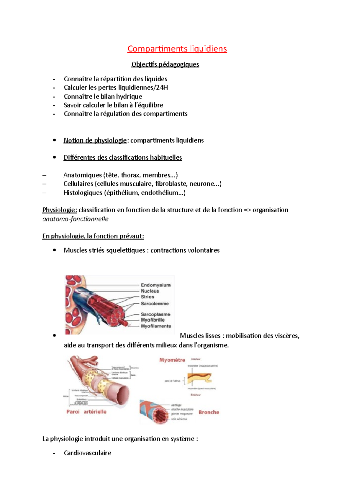 Les compartiments liquidiens - Compartiments liquidiens Objectifs ...