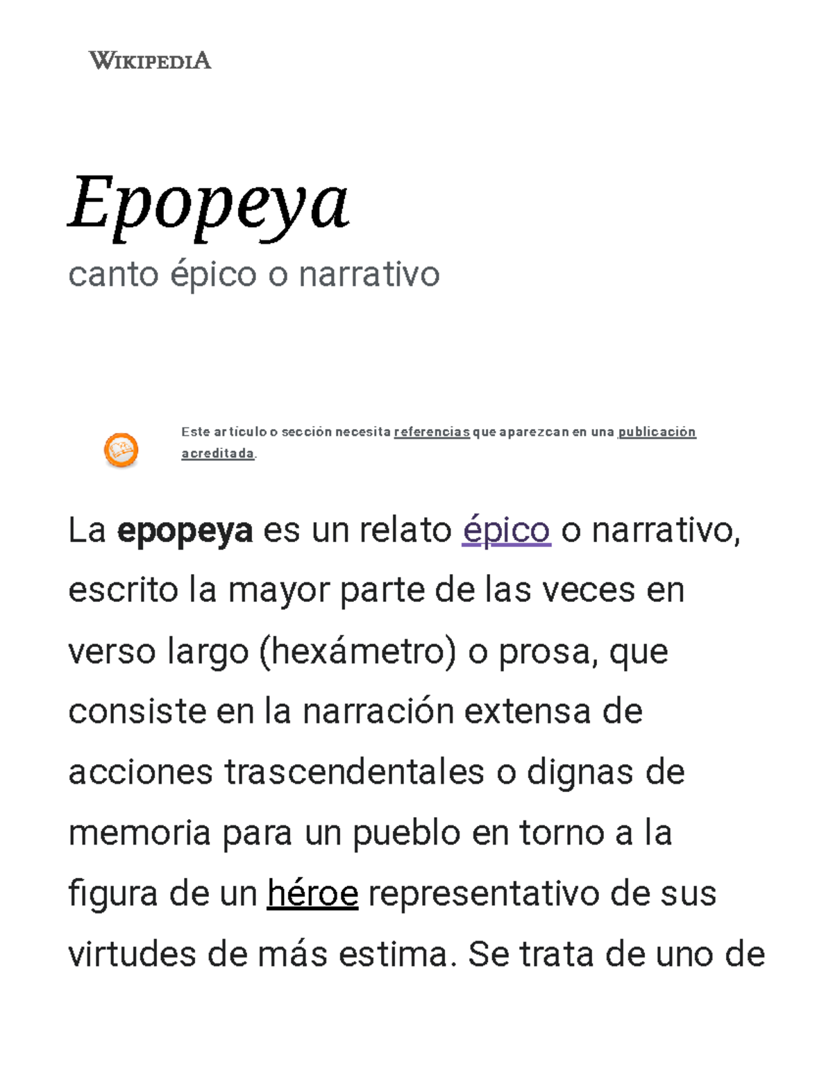 Epopeya - Wikipedia, la enciclopedia librana - Epopeya canto épico o ...