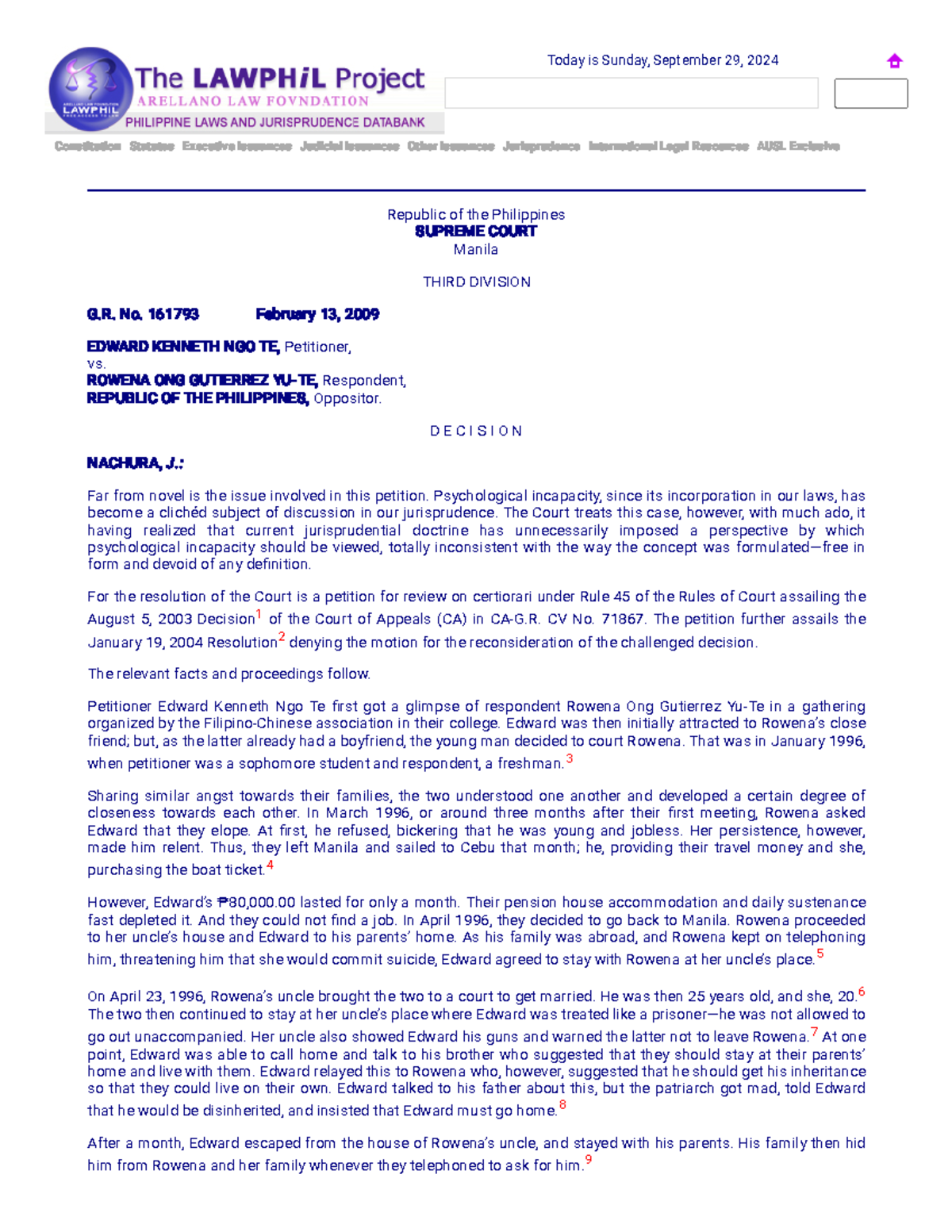 Te vs. Te, G.R. No. 161793 - Constitution Statutes Executive Issuances ...
