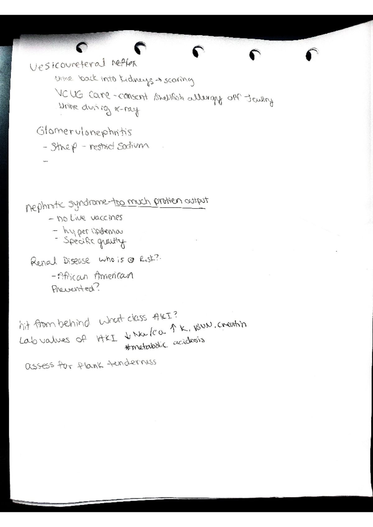 Exam 3 key notes - Vesicoureteral neftex Unne back into kidneys scaring ...