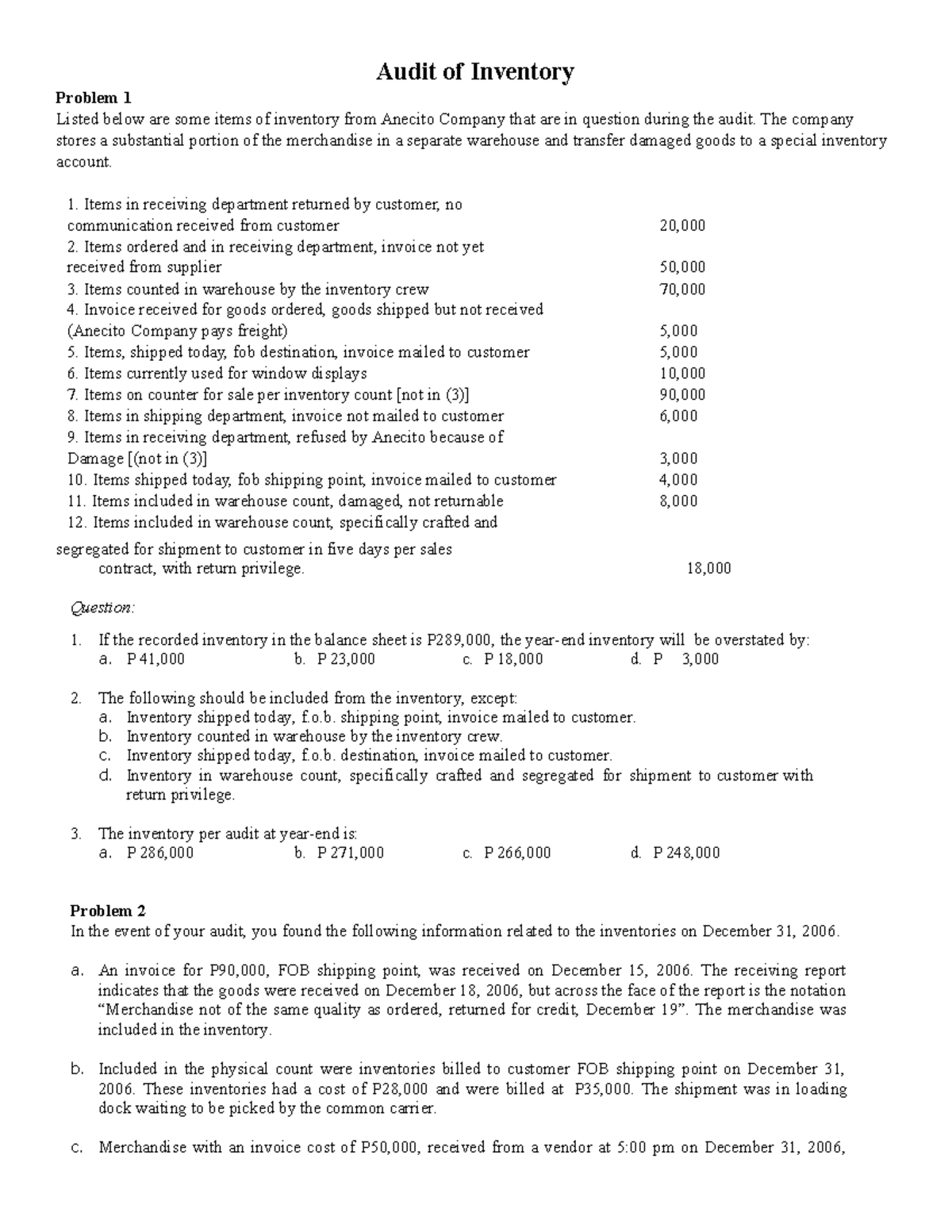 Audit-of-Inventory - supplemental reviewer for auditing problems ...