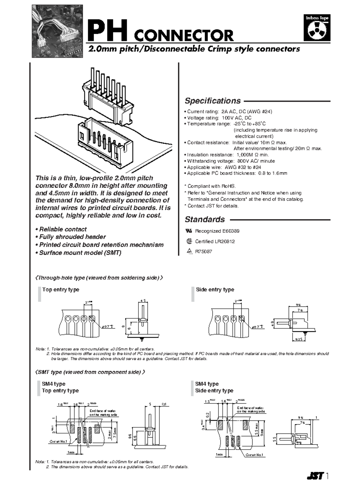 JST PHR 2 datasheet - Electronics and automation course and Cprogramming language - 2 3 4 5 6 PH ...