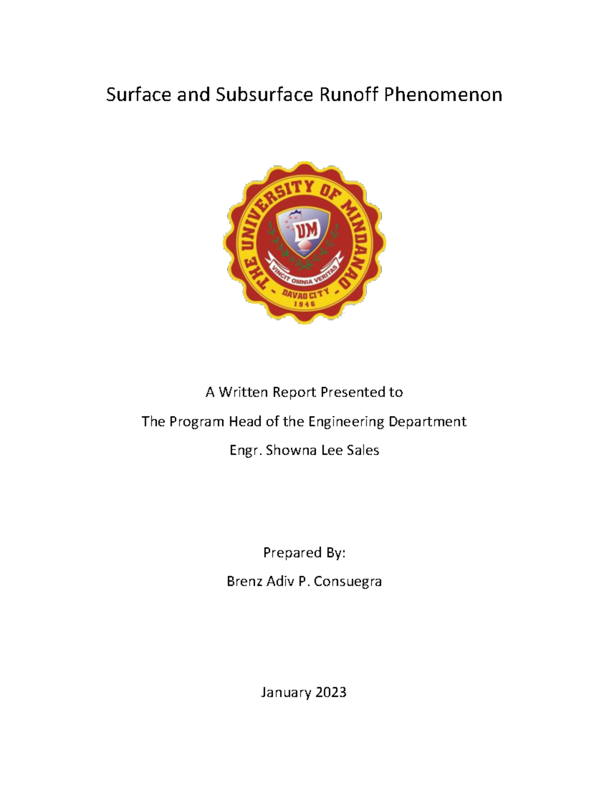 Student 28 Surface and Subsurface Runoff Phenomenon - Surface and Subsurface Runoff Phenomenon A ...