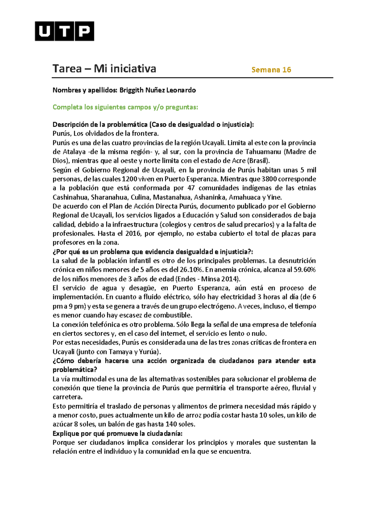 S16 Tarea Nuñez Leonardo Briggith - Tarea – Mi iniciativa Semana 1 6 ...