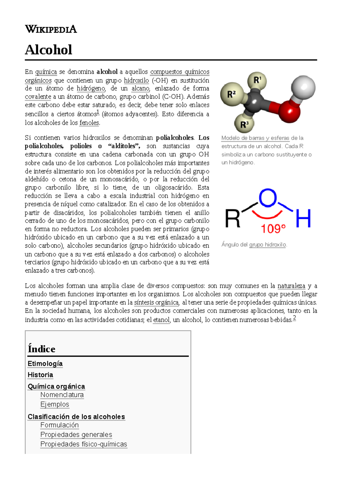Alcohol - Modelo de barras y esferas de la estructura de un alcohol ...