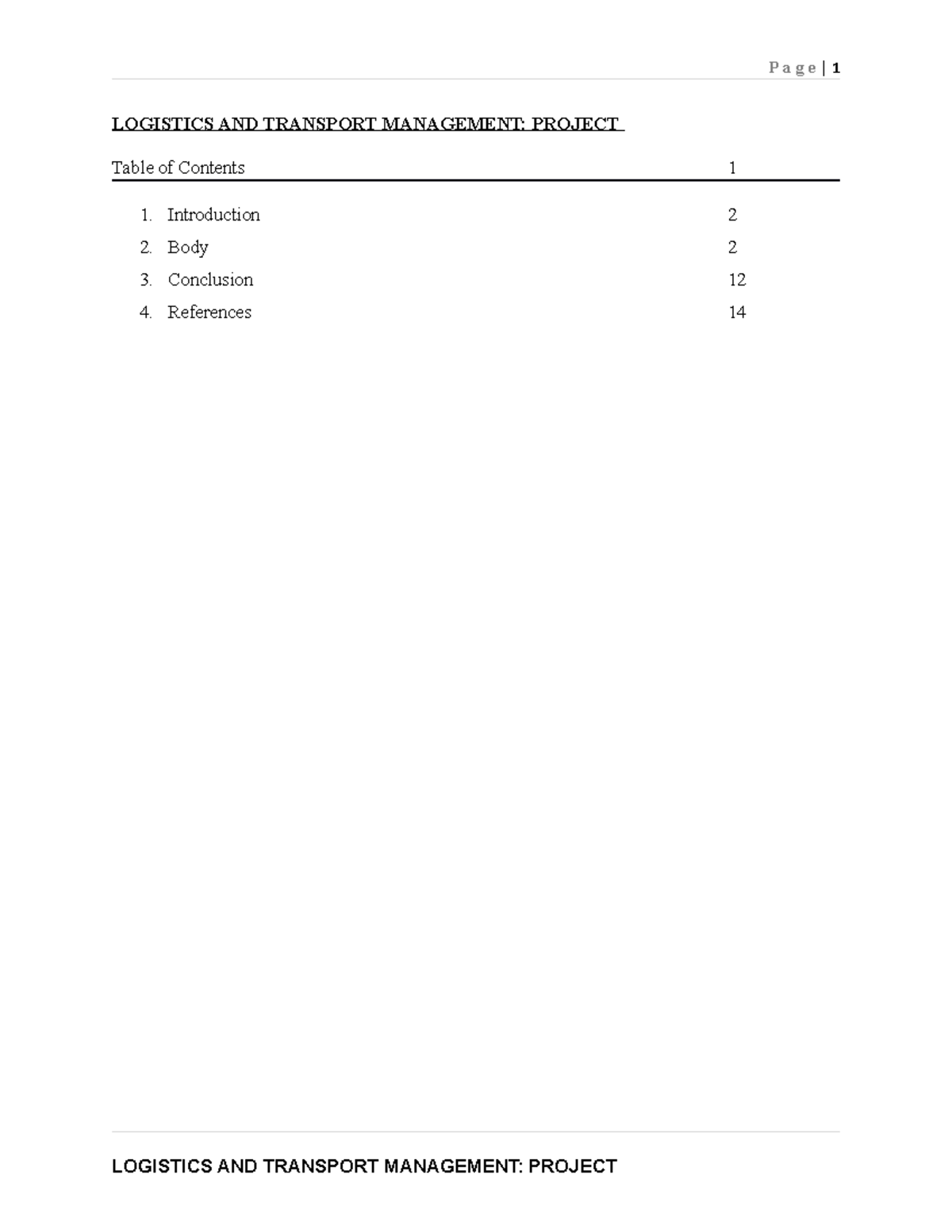 Logistics and Transport Management Project - LOGISTICS AND TRANSPORT ...