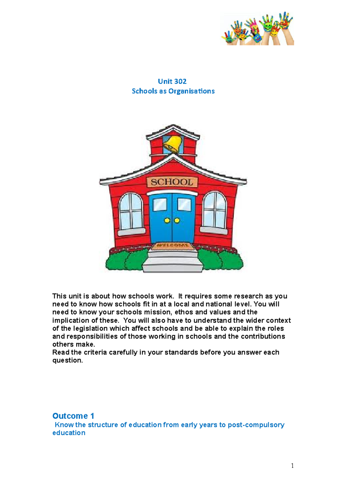 Schools as Organisations - Unit 302 Schools as Organisations This unit ...