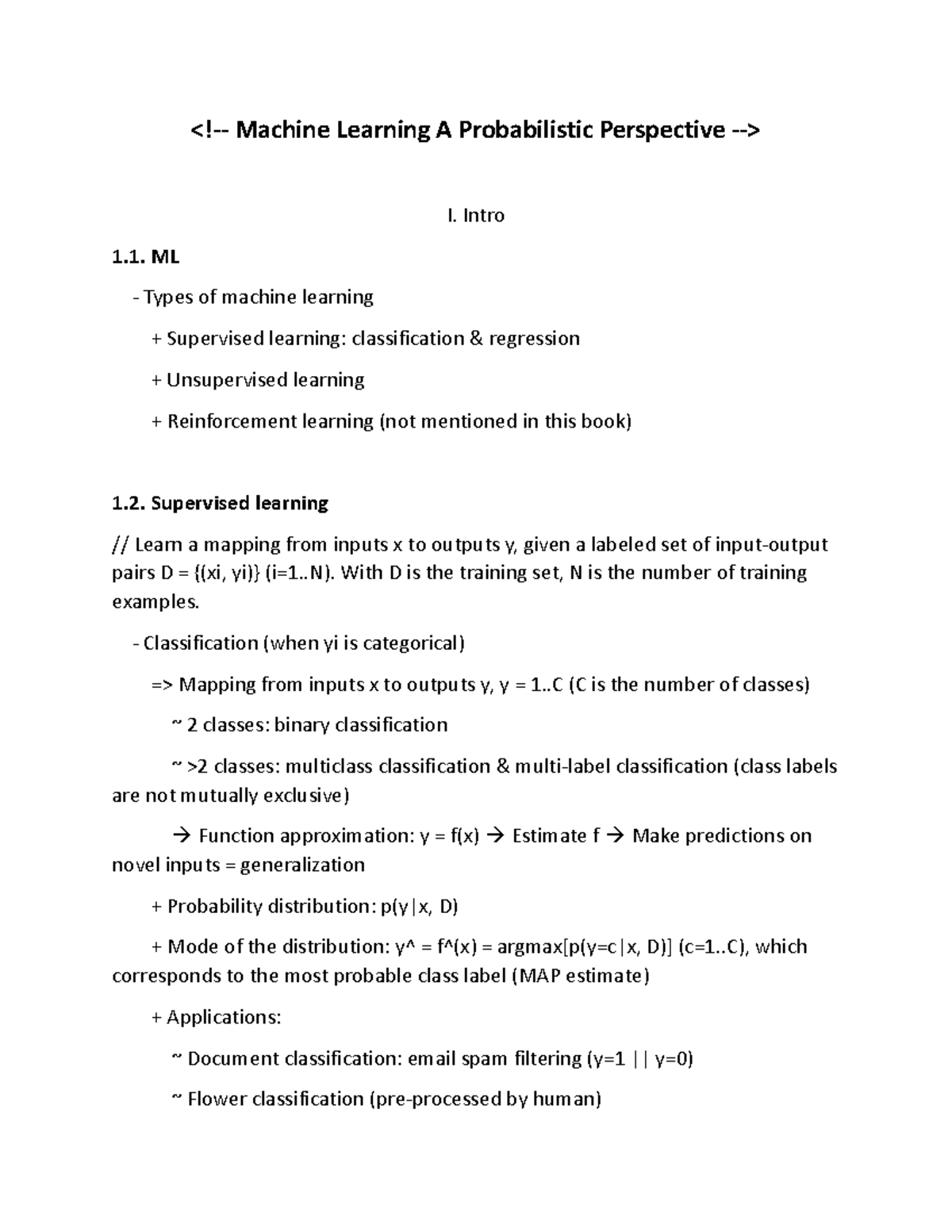 Machine Learning A Probabilistic Perspective - Intro ML Types of ...