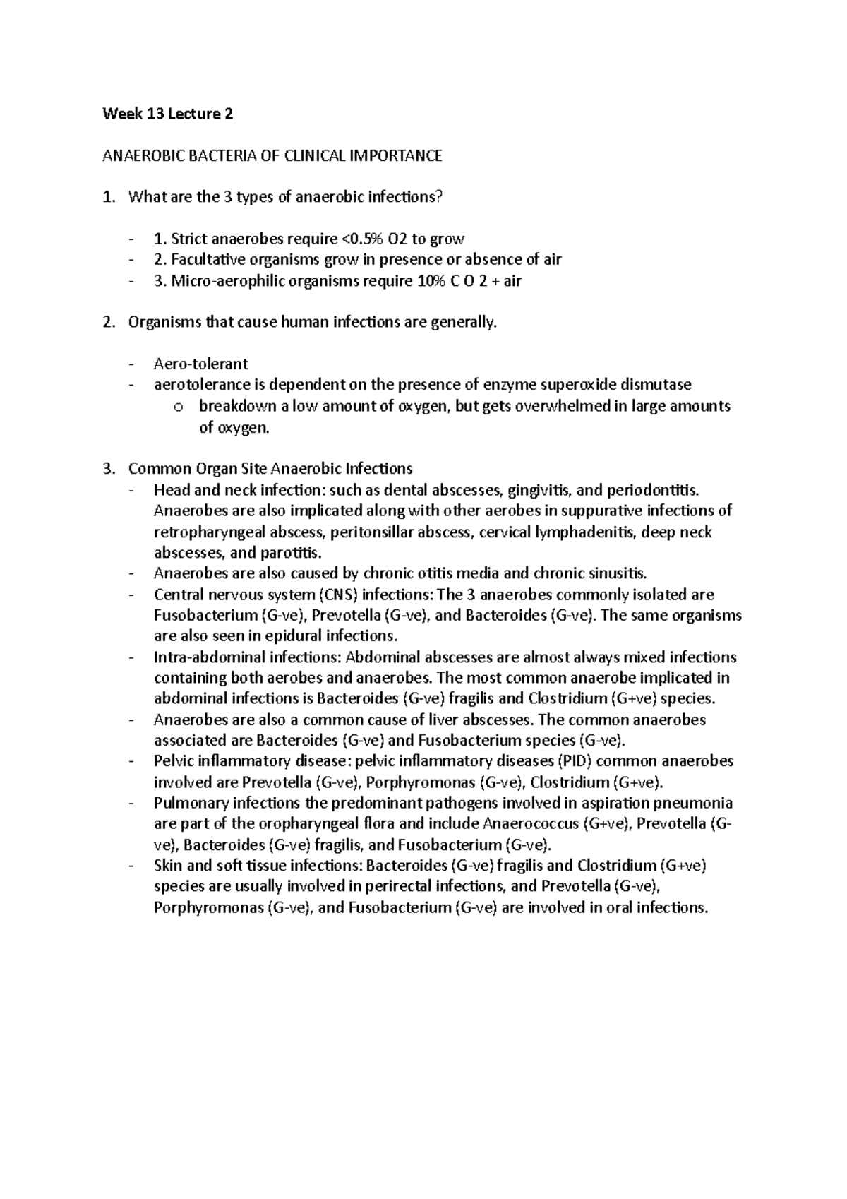 Week 13 Lecture 2 - Week 13 Lecture 2 ANAEROBIC BACTERIA OF CLINICAL IMPORTANCE What are the 3 ...